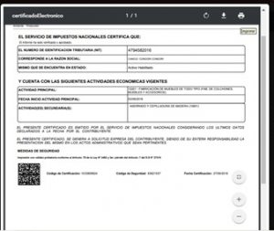 Certificación del NIT por SIAT en Línea