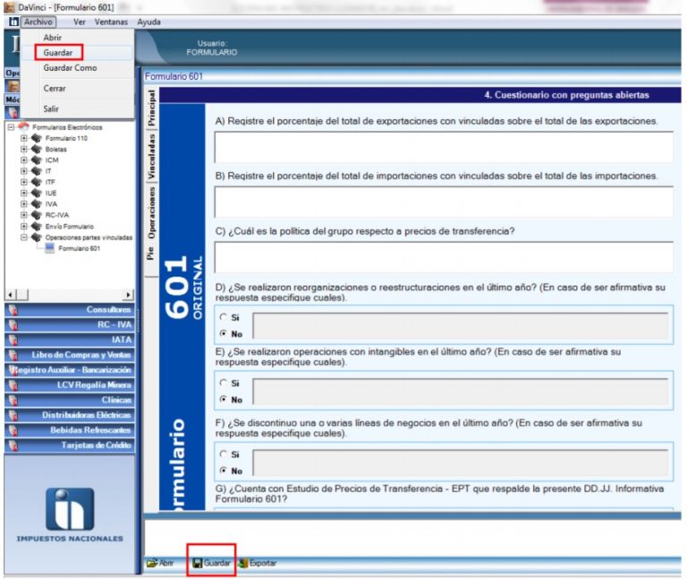 Formulario 601 Partes Vinculadas - Bolivia Impuestos Blog