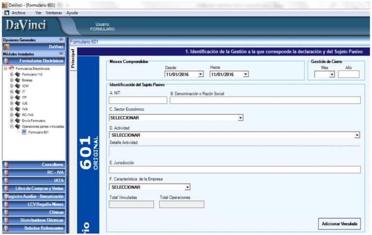 Formulario 601 Partes Vinculadas - Bolivia Impuestos Blog