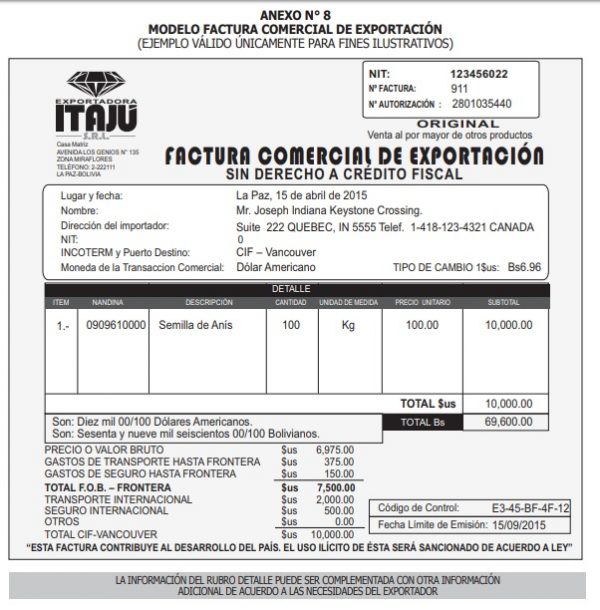 Factura Comercial de Exportación en Bolivia - Bolivia Impuestos Blog Factura Comercial de Exportación en Bolivia - Bolivia Impuestos Blog