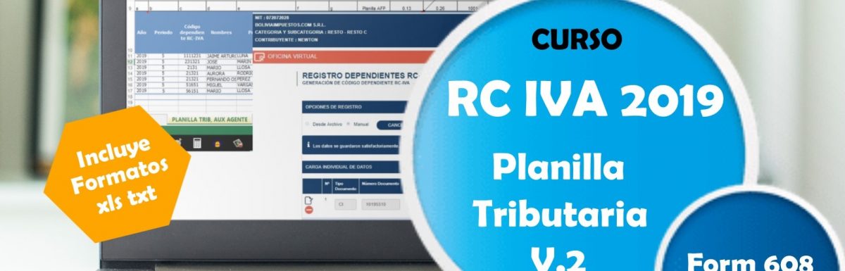 Curso RC IVA 2019, Planilla v2, F608 v3 - Bolivia Impuestos Blog