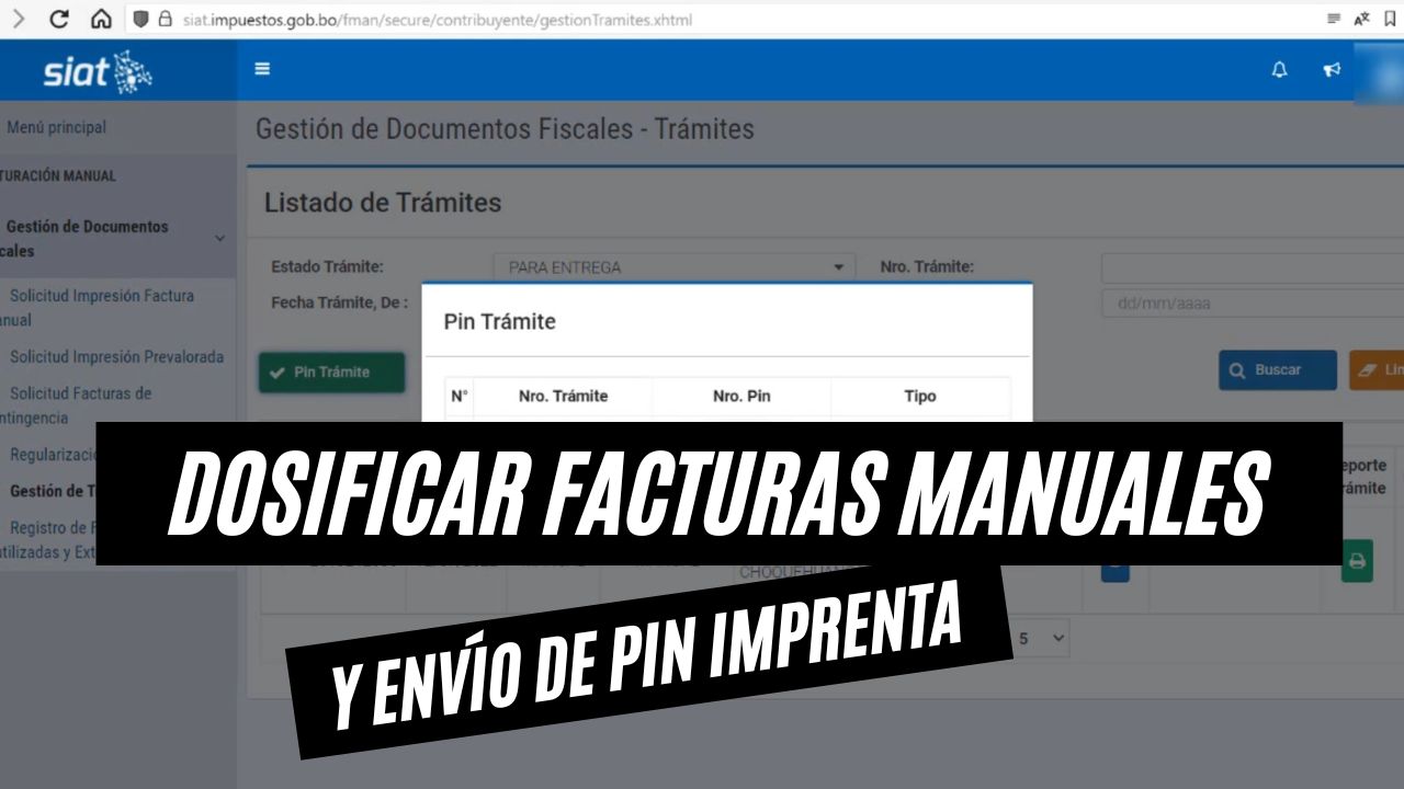 Dosificar facturas manuales SIAT y envío PIN a imprenta - Bolivia ...