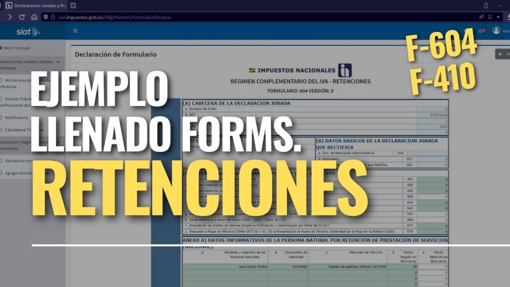 Ejemplo retenciones Form 410 y 604 - Bolivia Impuestos Blog
