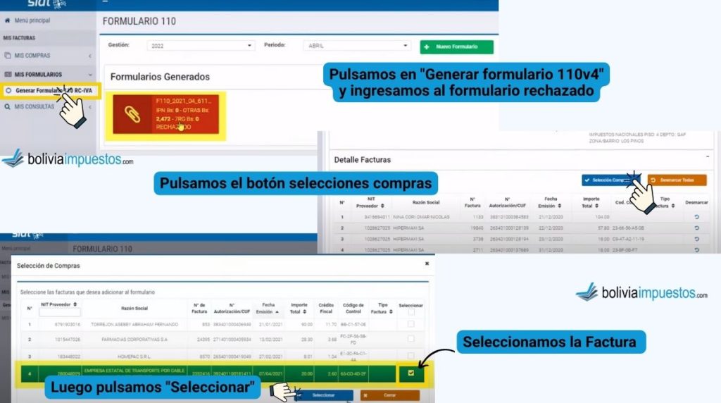 Correcciones al Formulario 110 v4