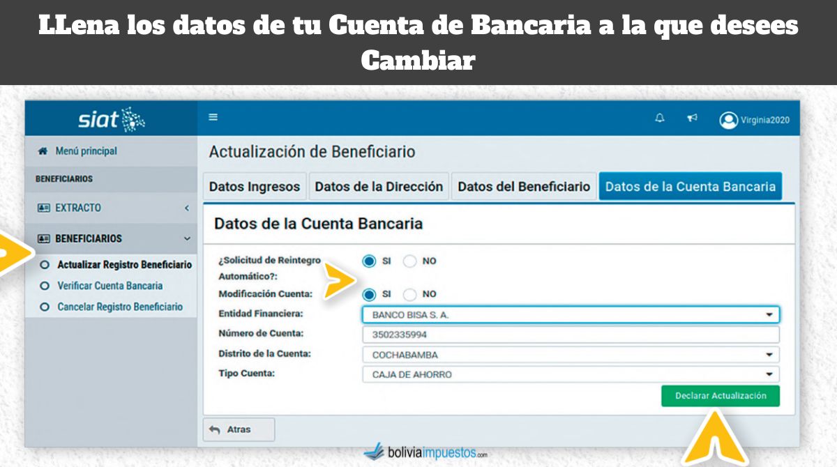 Es posible cambiar cuenta Bancaria en tú RE-IVA.