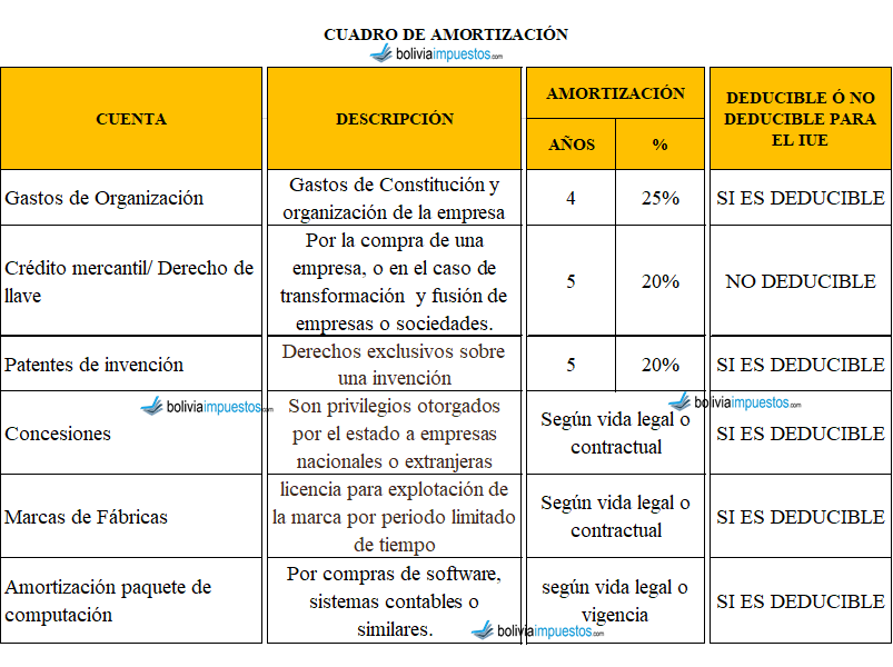 Tabla de Amortización ¿Cuántos años se amortiza un activo intangible?