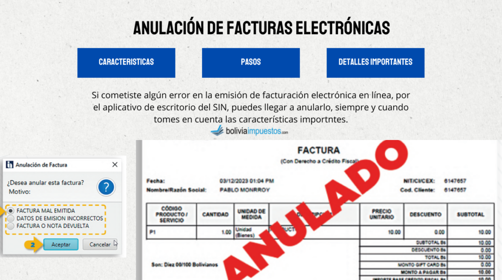 Anulación de facturas electrónicas en línea