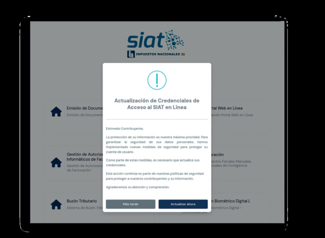 Actualización de credenciales del SIAT