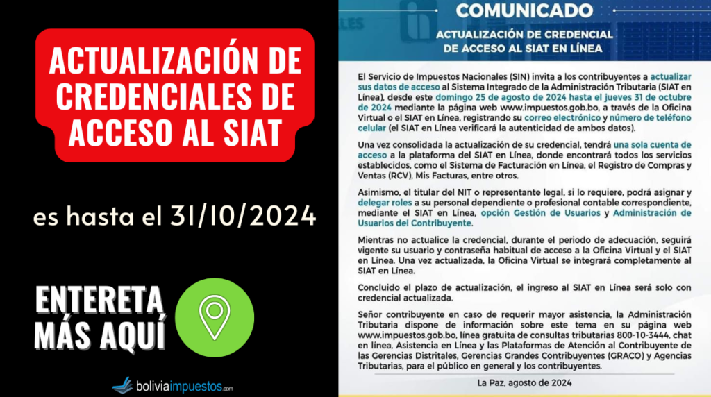 Actualización de credenciales del SIAT