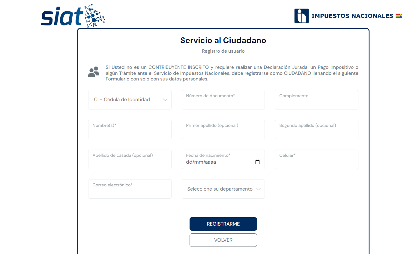Formulario 430 en línea para Ciudadanos sin NIT