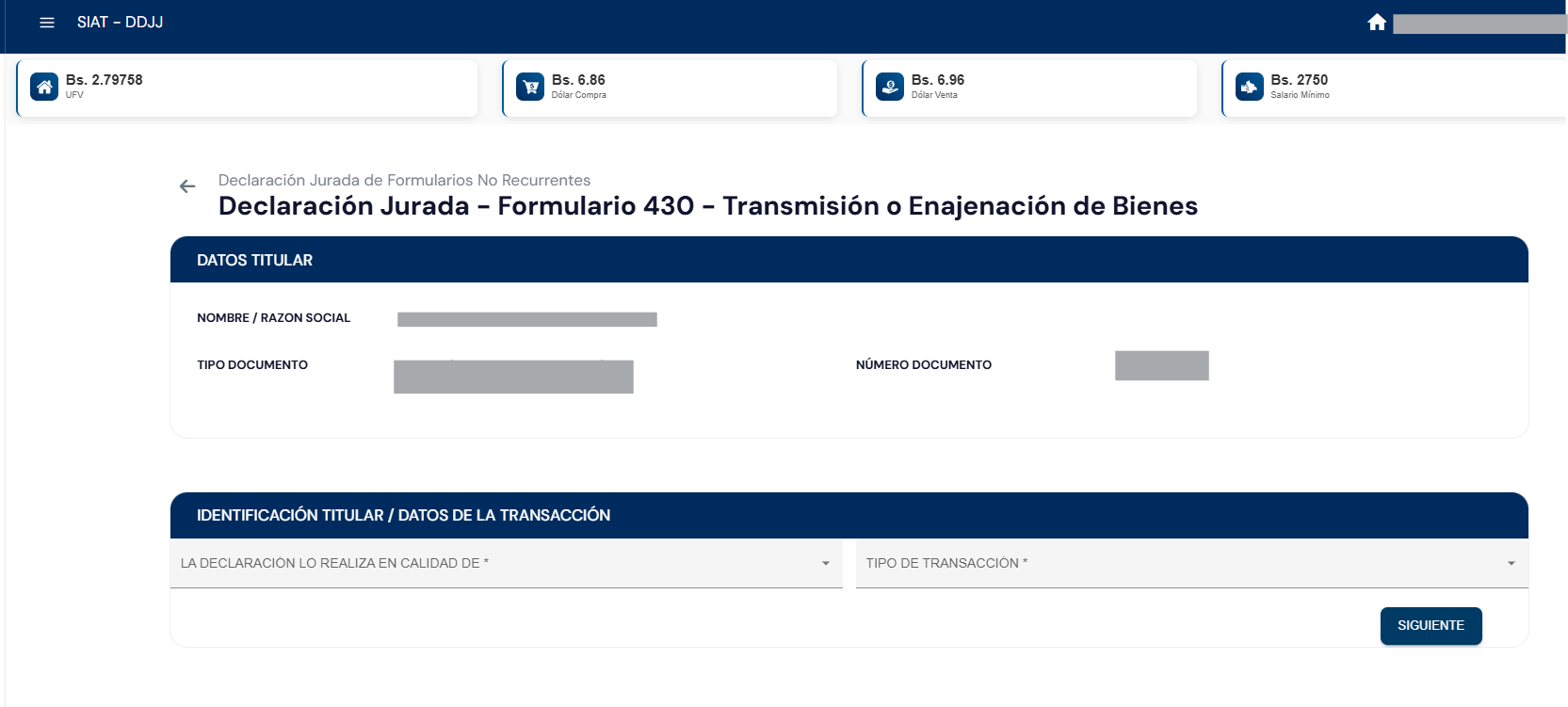 Formulario 430 en línea para Ciudadanos sin NIT