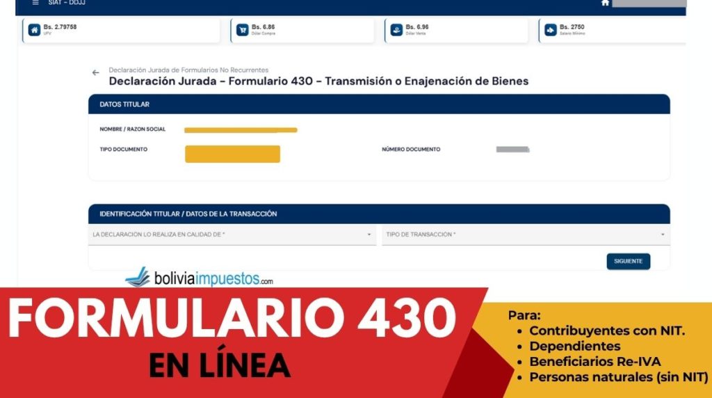 Formulario 430 en línea para Ciudadanos sin NIT – Bolivia Impuestos Blog